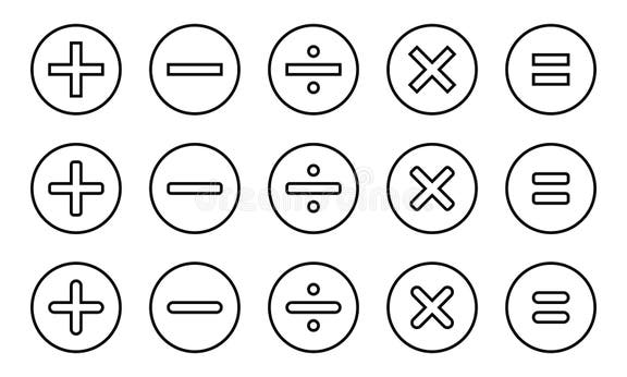Basic Math Symbols on Circle Line. Addition, Subtraction, Division ...