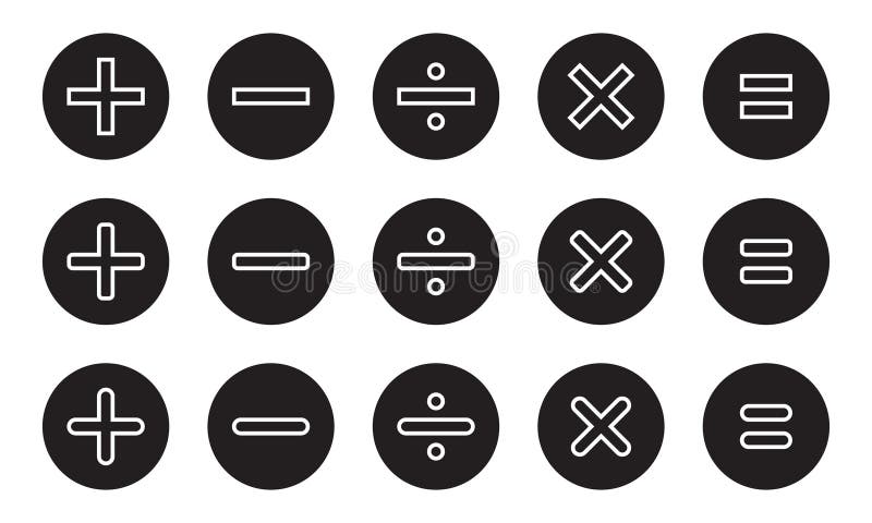 Basic Math Symbols in Line Style. Addition, Subtraction, Division ...
