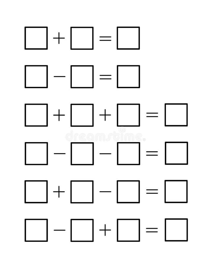 Basic Math Worksheet with Addition and Subtraction Exercises Stock ...