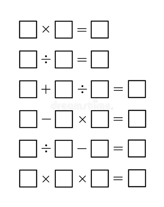Basic Math Worksheet with Addition, Subtraction, Multiplication and ...