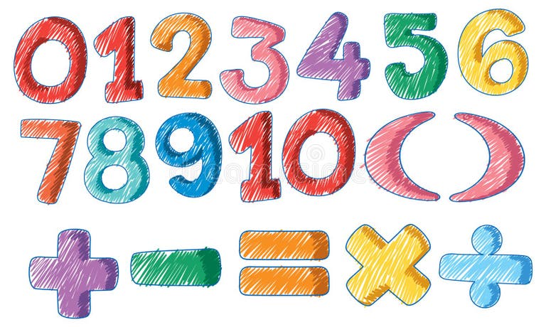 Basic Maths Symbols and Numbers Stock Vector - Illustration of objects ...