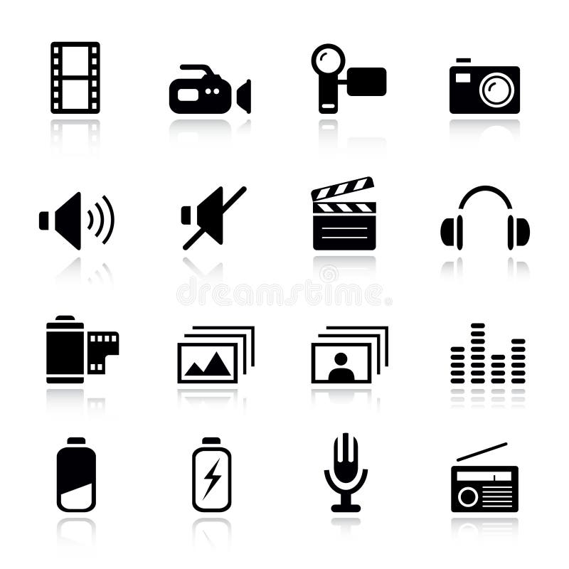 Basic - Media Icons stock vector. Illustration of sound - 19823000