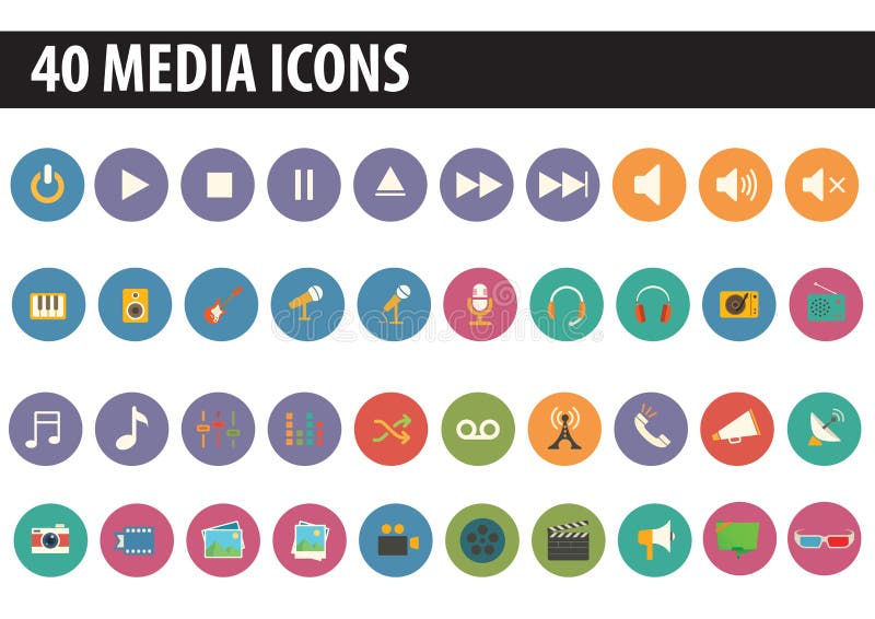 Basic - Media Icons stock vector. Illustration of film - 19823004