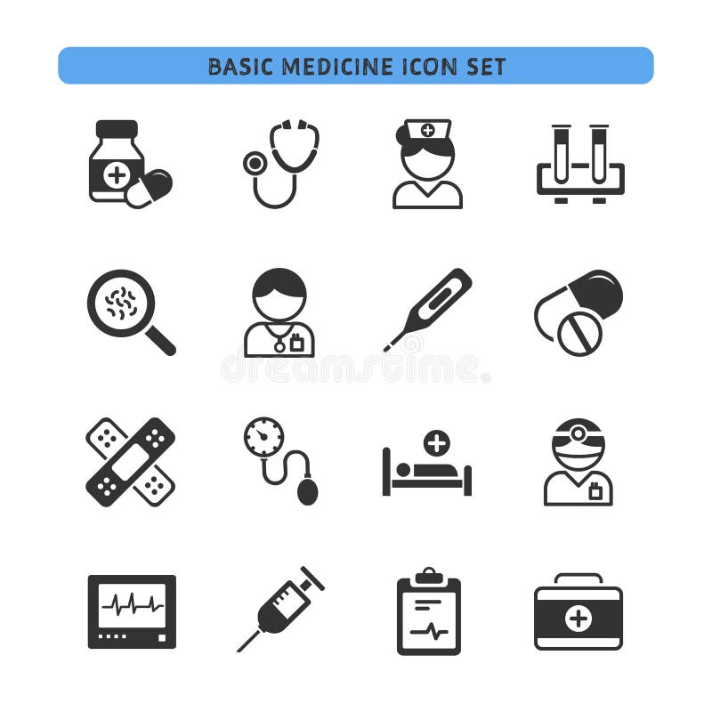 Basic medicine icons set stock vector. Illustration of isolated - 139367011