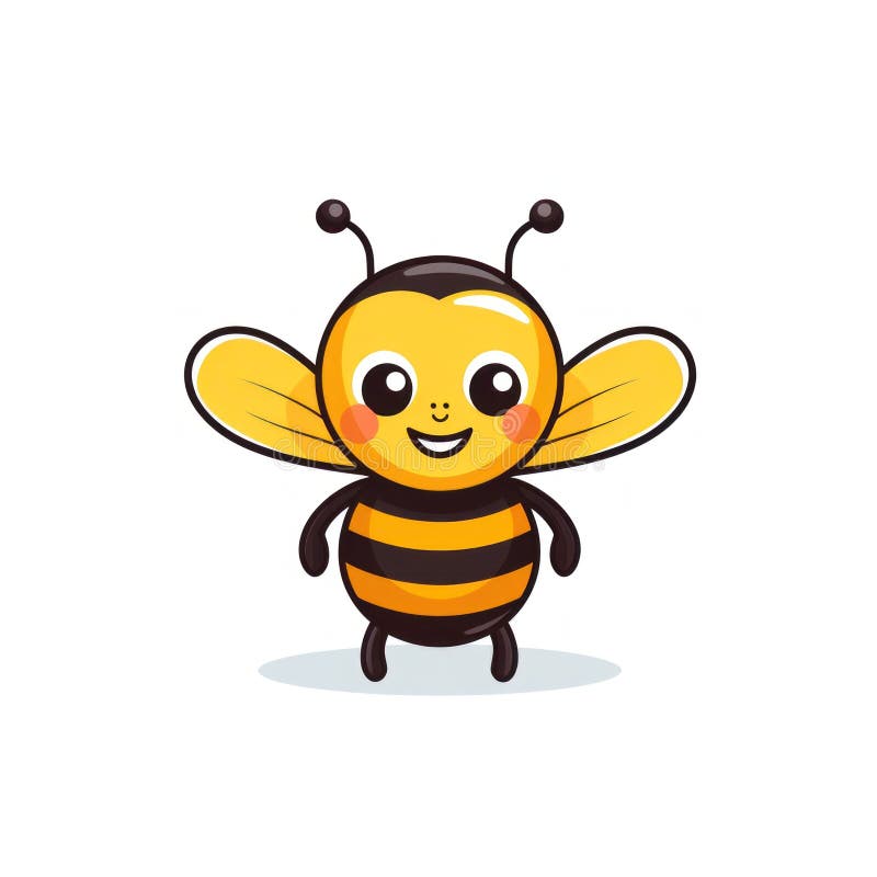 Basic Minimalist Bee Isolated on White Background AI Generated Stock ...
