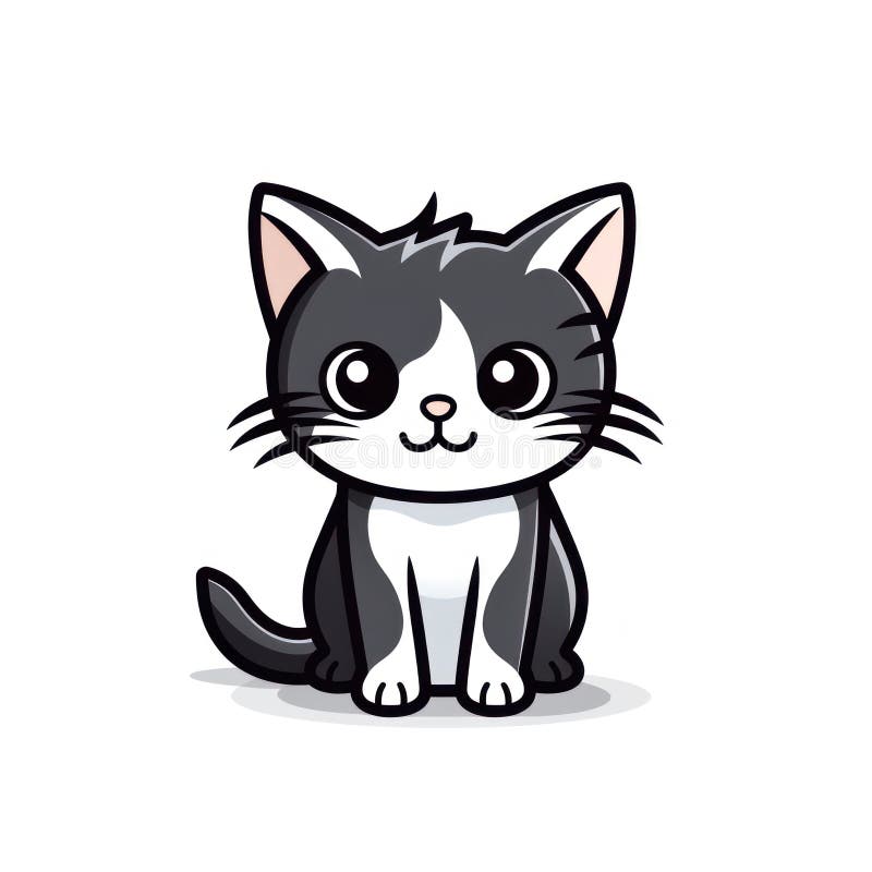 Basic Minimalist Cat Isolated on White Background AI Generated Stock ...