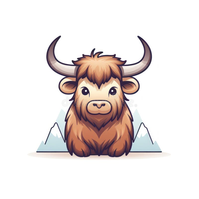 Basic Minimalist Yak Isolated on White Background AI Generated Stock ...