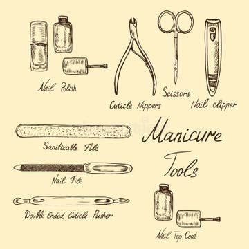 Manicure Tools Outline Stock Illustrations – 790 Manicure Tools Outline ...