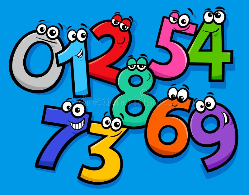 Basic Numbers Cartoon Characters Set Stock Vector - Illustration of ...