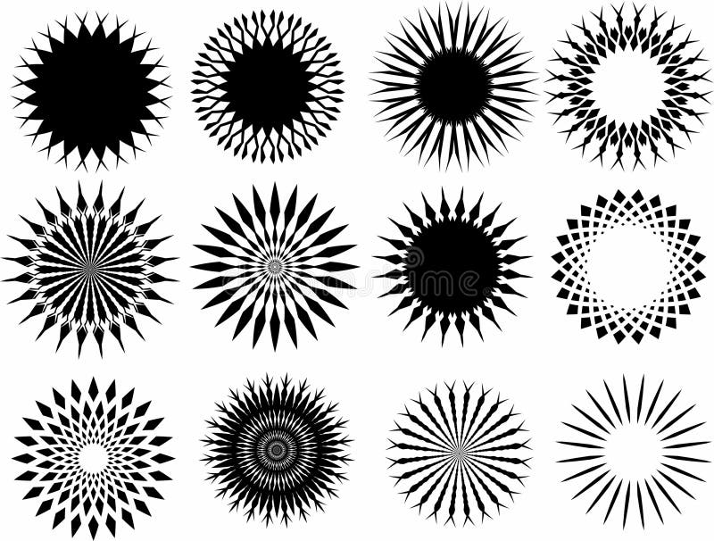 Unique Symmetrical Circle Pattern Collection Stock Illustration ...