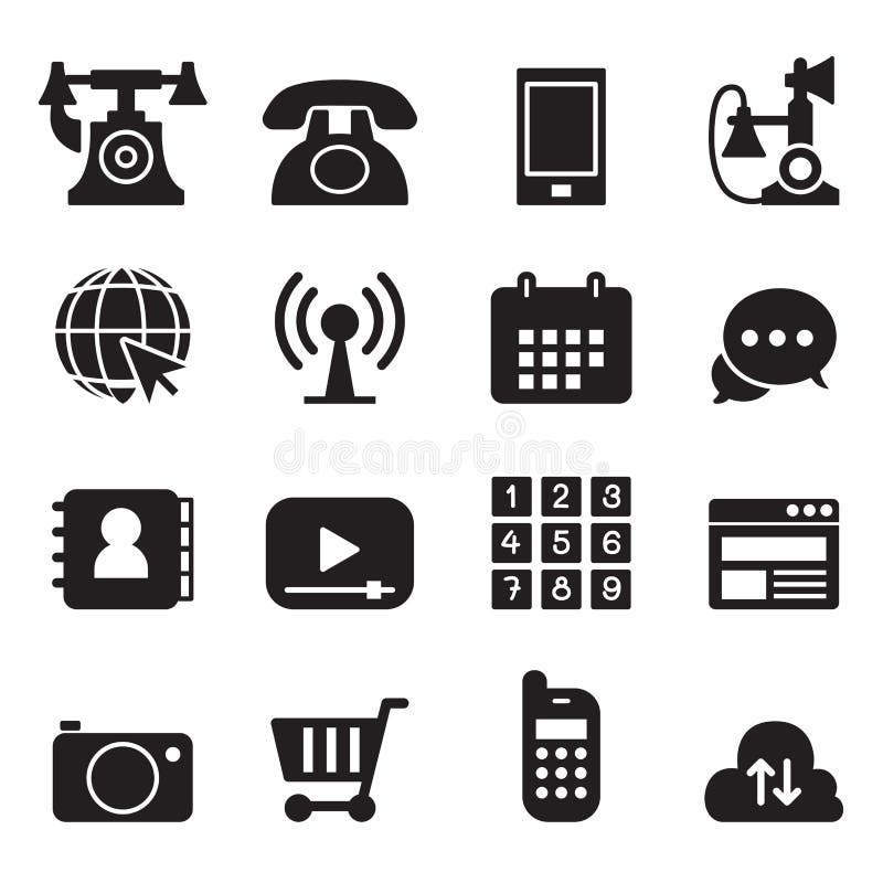 Basic Phone icon set stock illustration. Illustration of group - 72474168
