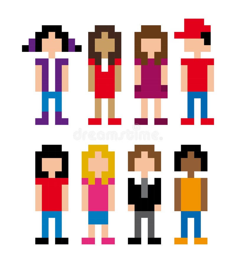 Pixel art people stock illustration. Illustration of adult - 29666215