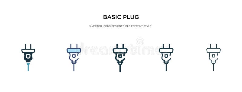Basic Plug Icon in Different Style Vector Illustration. Two Colored and ...