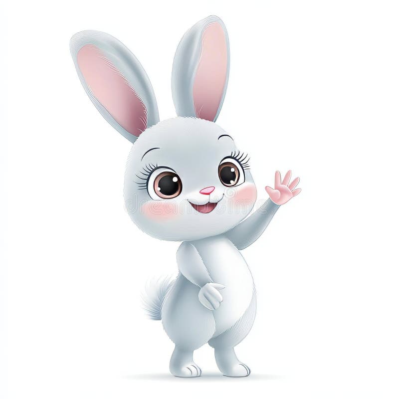 A Basic, Plump, Kawaii, Soft, and Fluffy Cartoon Bunny Featuring ...