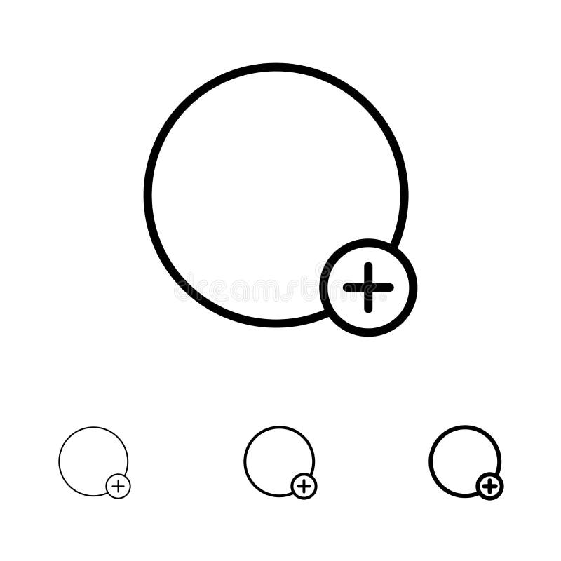 Basic, Plus, Sign, Ui Bold and Thin Black Line Icon Set Stock Vector ...