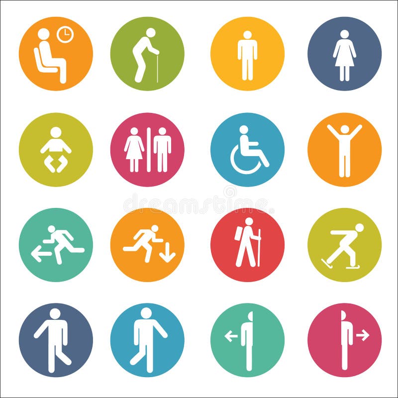 Basic Posture People Sitting Standing Icon Sign Symbol Pictogram Stock ...