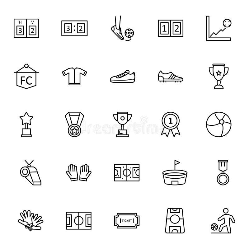 Football Event Isolated Vector Icons Set that Can Be Easily Modified or ...