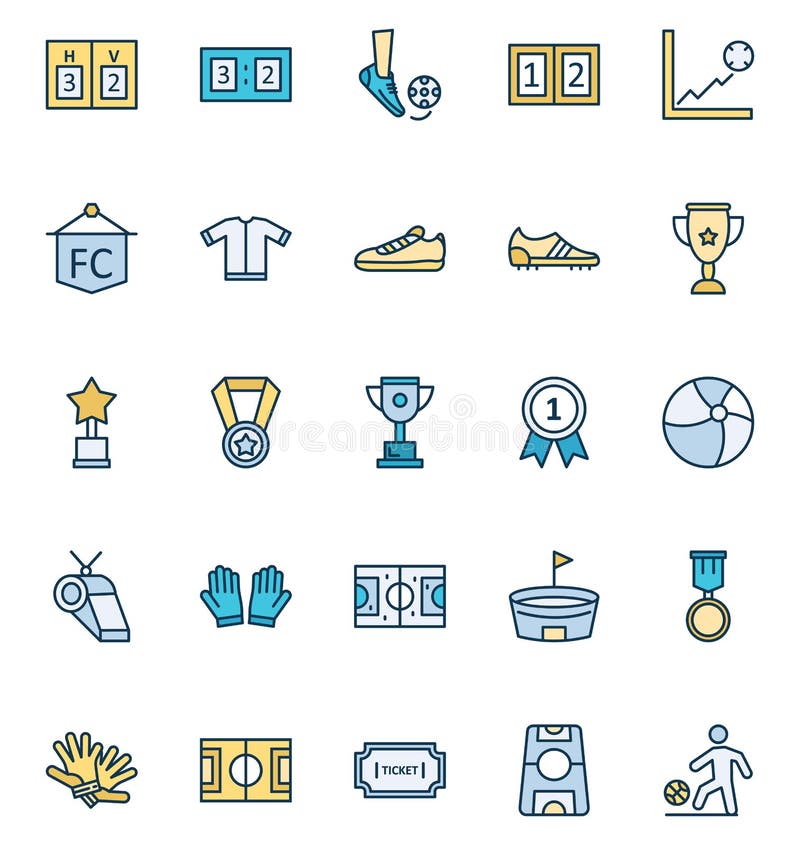 Football Event Isolated Vector Icons Set that Can Be Easily Modified or ...