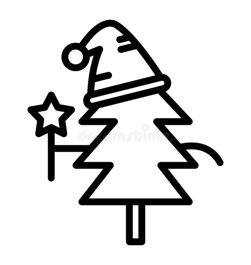 Hat on Tree, Cap on Tree Isolated Vector Icon that Can Be Easily ...