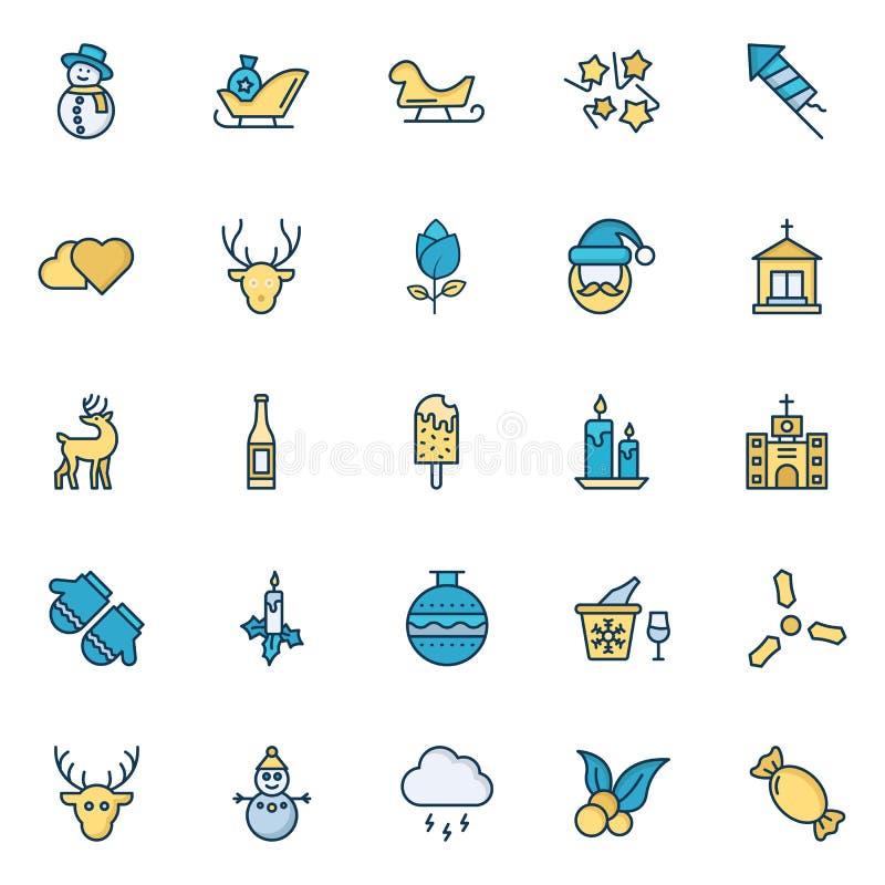Christmas Celebration Isolated Vector Icons Set that Can Be Easily ...