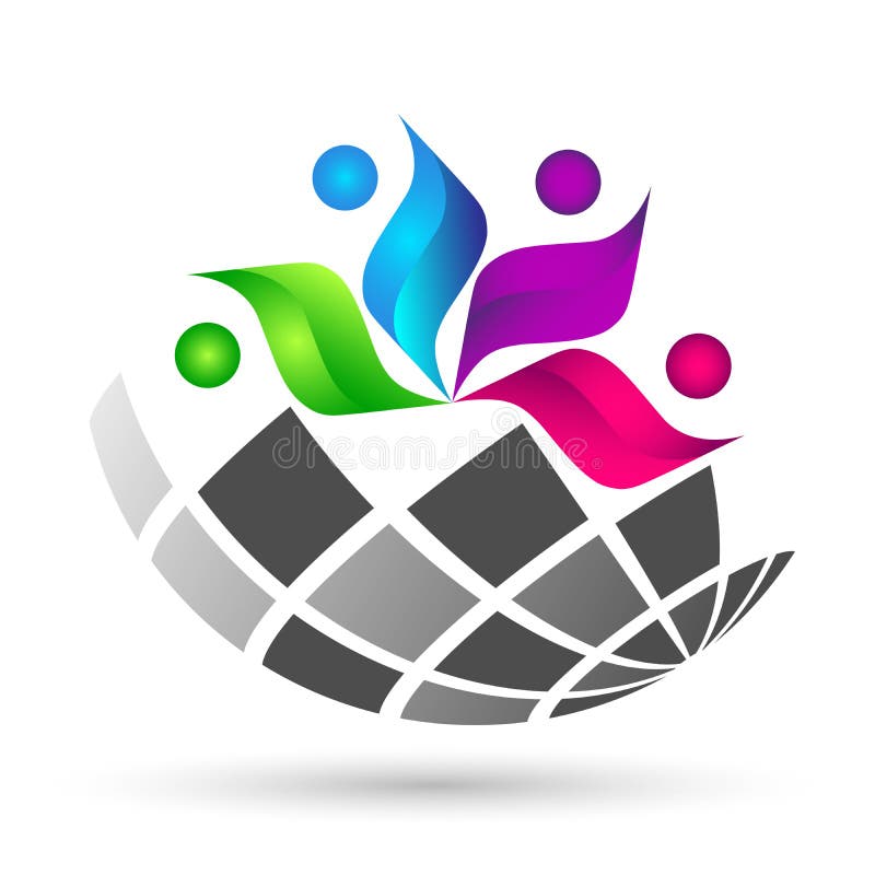Abstract Globe Colorful People Wellness Together Logo Icon Element ...