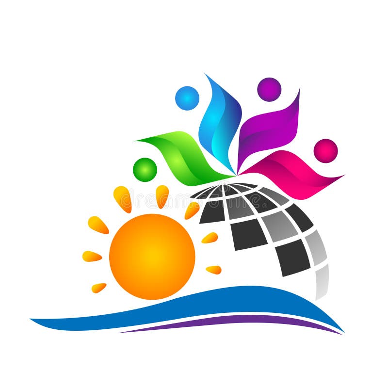 Abstract Globe Colorful People Wellness Together Logo Icon Element ...
