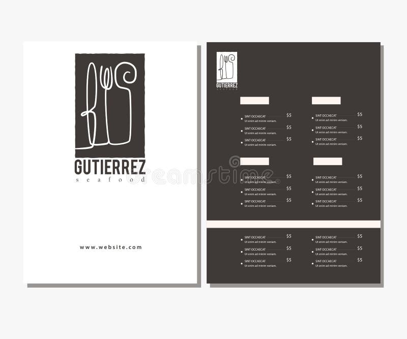 Clean Black and White Restaurant Menu, Template Design. Food Flyer Flat ...
