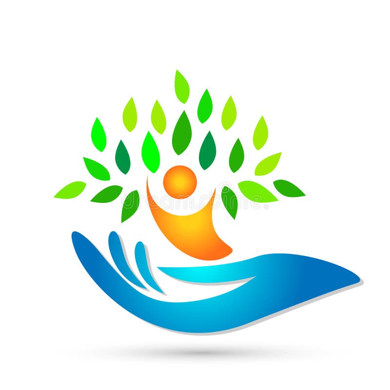Hand Holding Human Tree Health Care Wellness Medical Logo Icon on White ...