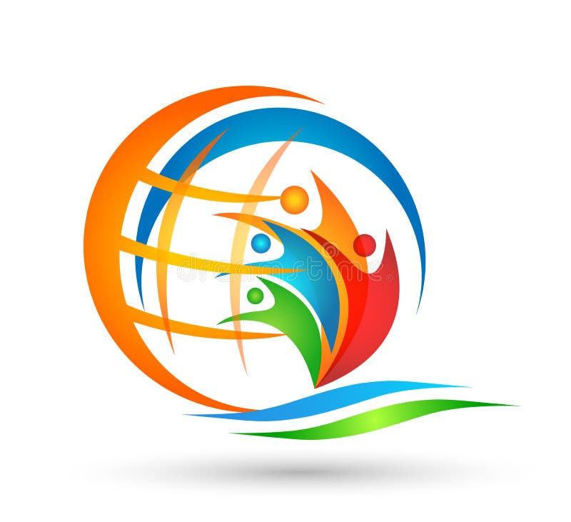 Abstract Globe World Colorful People Report Wellness Together Logo Icon ...