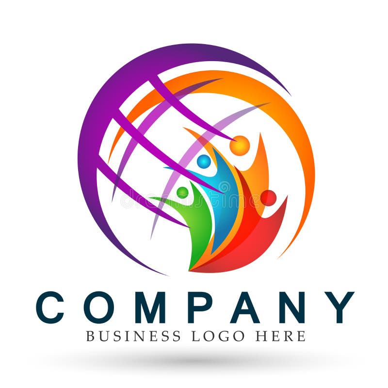 Abstract Globe World Colorful People Report Wellness Together Logo Icon ...