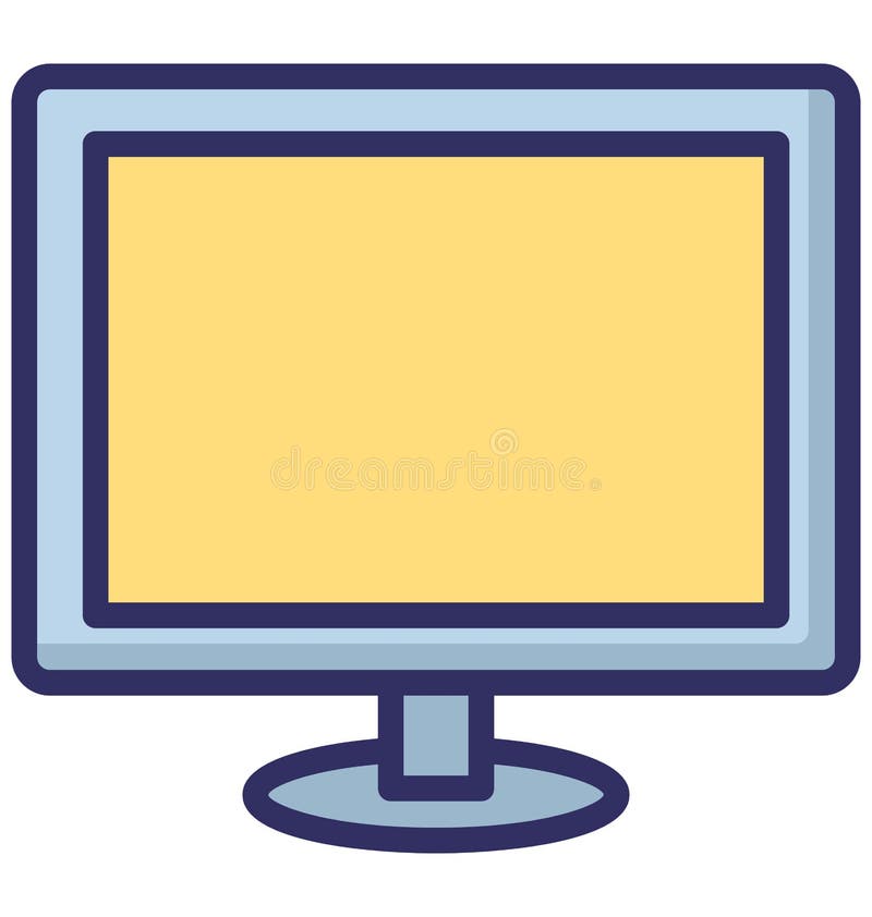 Computer Monitor, Flat Screen Isolated Vector Icon Which Can Be Easily ...