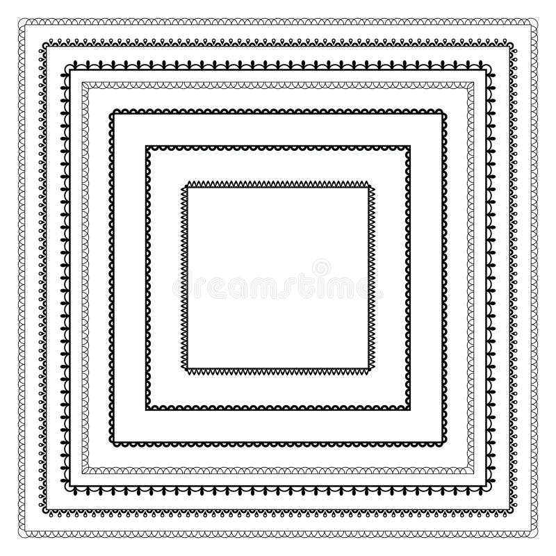 Set of Simple Square Black Frames. Stock Vector - Illustration of ...