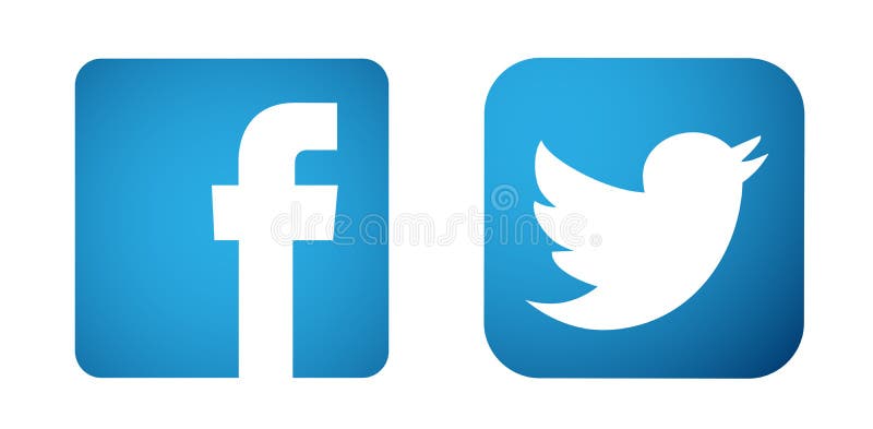Facebook and Twitter Social Media Logos Icons Element Vector on White ...