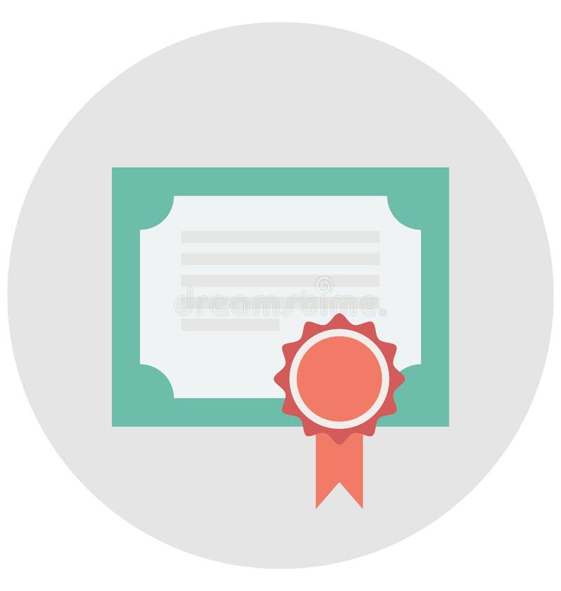 Certificate Color Vector Icon Which Can Be Easily Modified or Edit ...