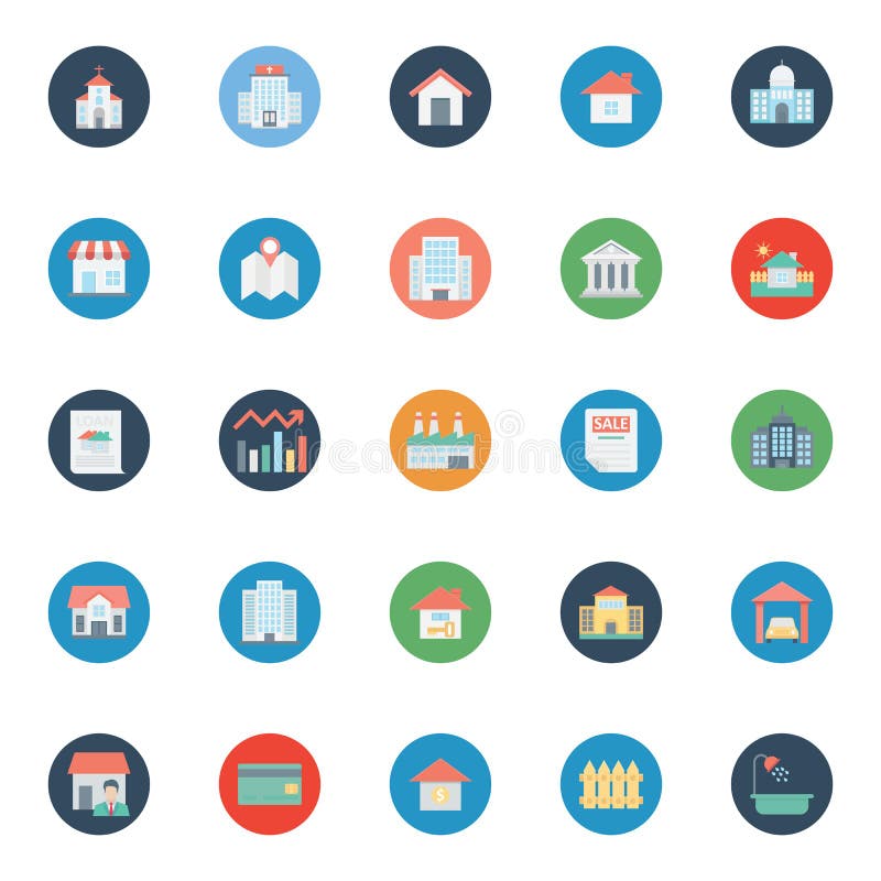 Real Estate Color Vector Icons Set That Can Be Easily Edit Or Modified ...