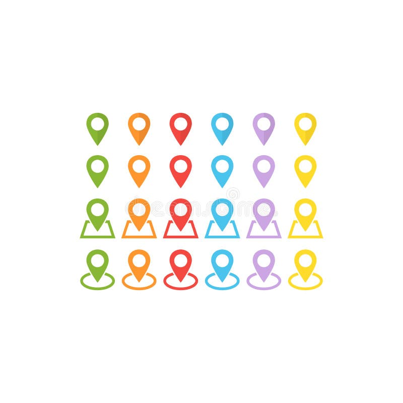 Location Pin in Color with Square and Circle Marker. Stock Vector ...