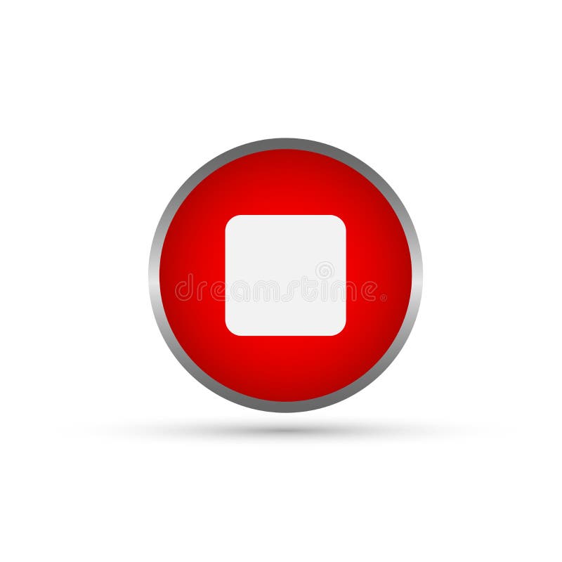 Stop Button Icon Sign Element on White Background Stock Vector ...