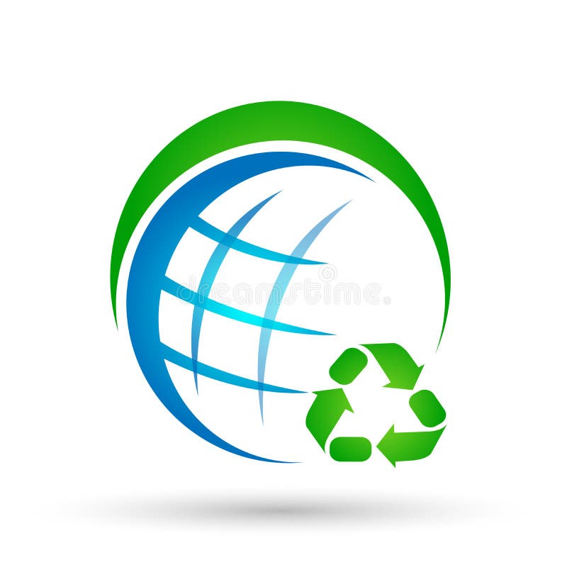 World Map with Recycle Logo Stock Illustration - Illustration of sign ...