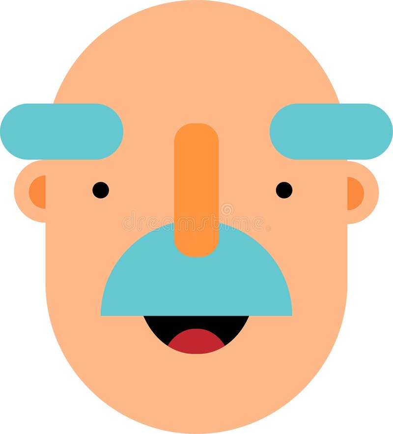 Old Man Smiling Face Flat Design Stock Vector - Illustration of bold ...