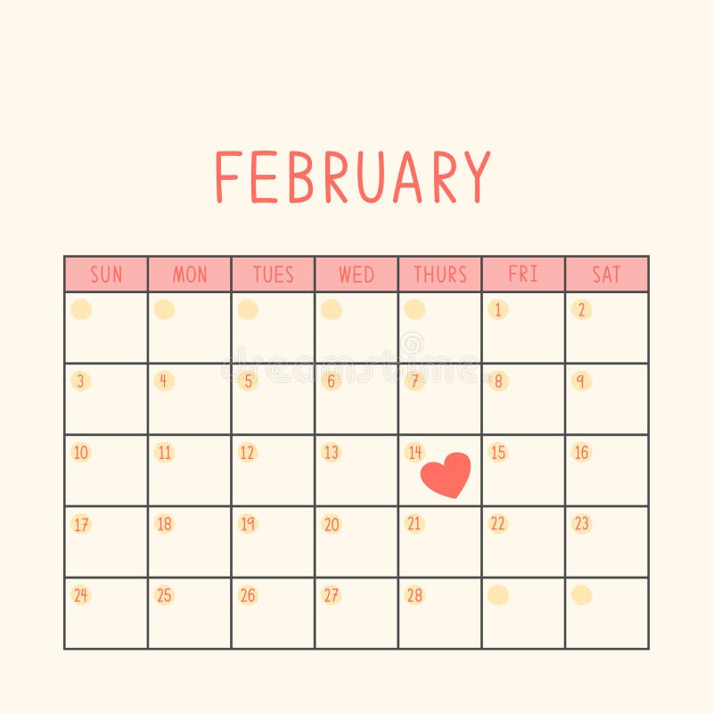 Thursday 14 february 2019 stock vector. Illustration of february ...