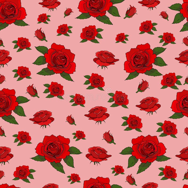 Red roses seamless pattern stock illustration. Illustration of seamless ...