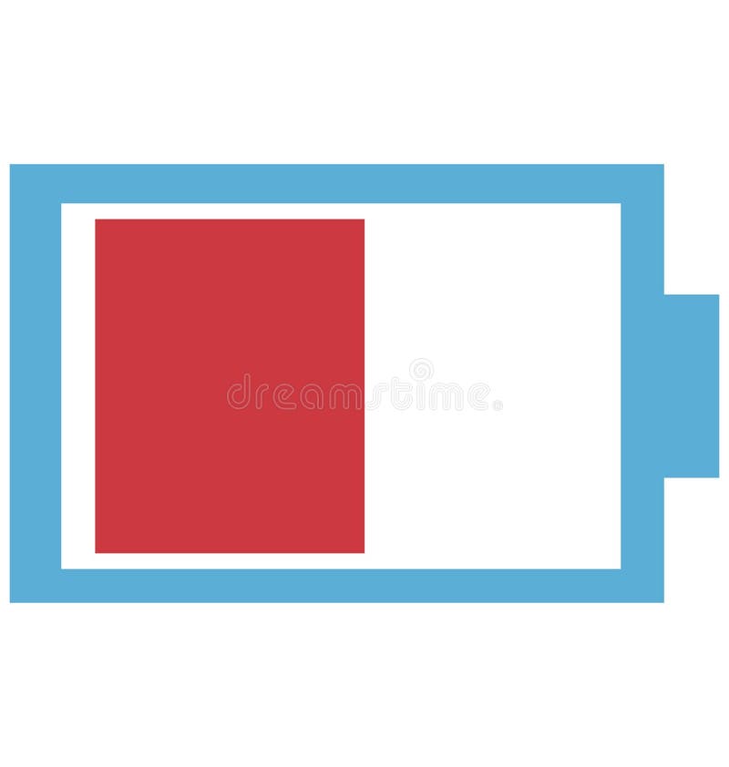 Half Battery Isolated Color Vector Icon that Can Be Easily Modified or ...