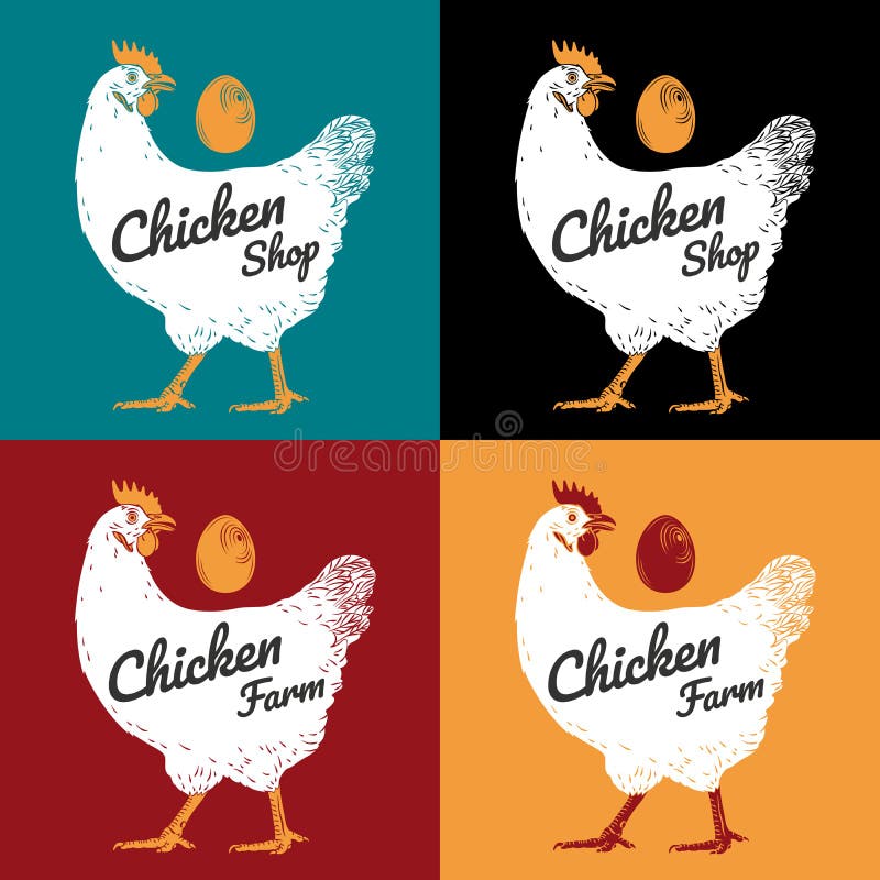 Chicken Shop Sign in 4 Colors. Vector Illustration Stock Illustration ...
