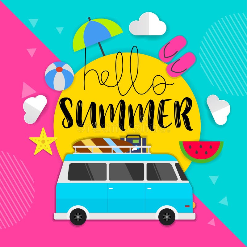 Hello Summer Banner Background Vector Stock Vector - Illustration of ...