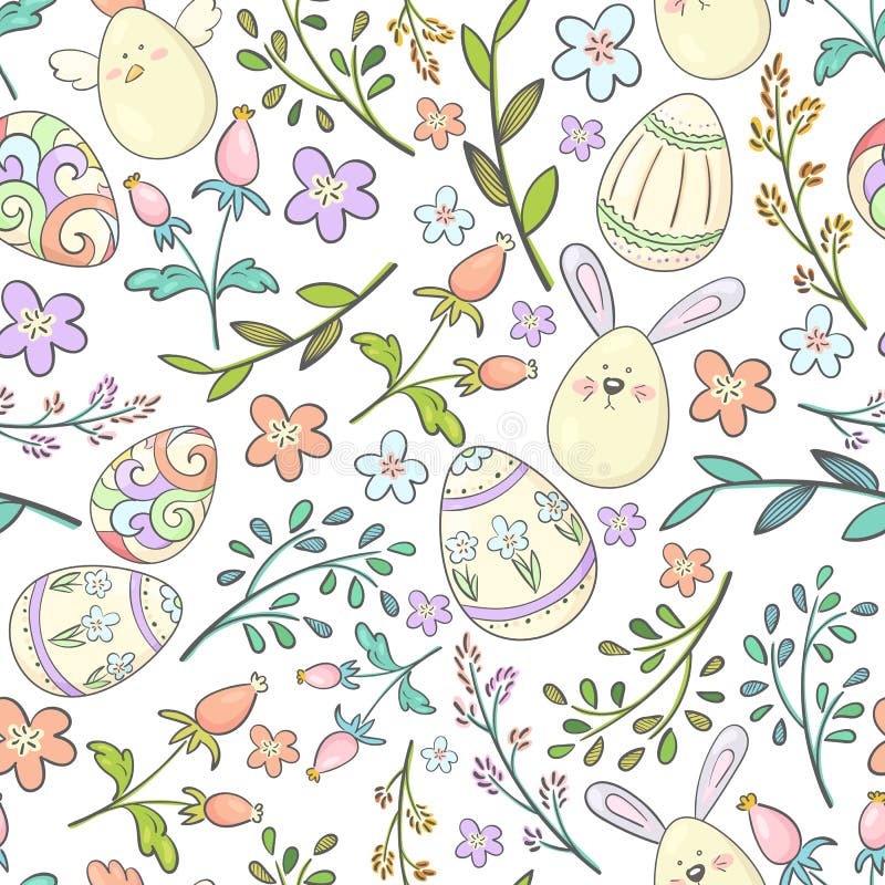 Easter Spring Seamless Pattern Stock Vector - Illustration of easter ...