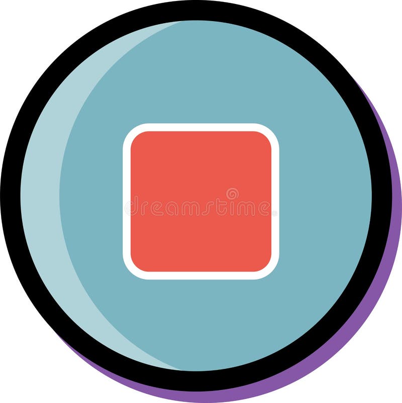 Stop Button Rounded Icon Flat Design Stock Vector - Illustration of ...