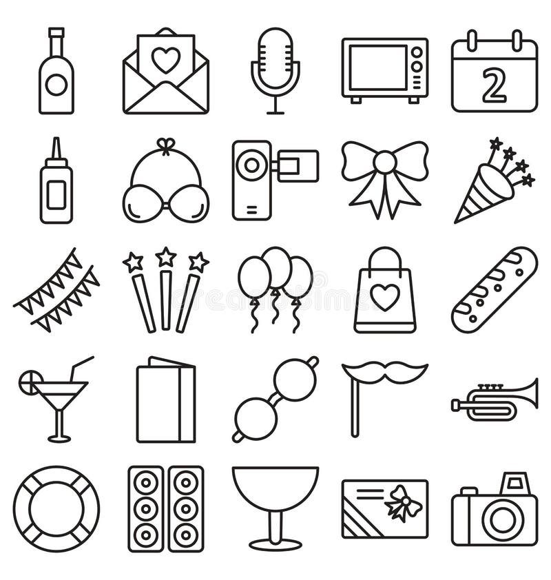 Event Celebration, Party Celebration Vector Icons Set in Trendy Colors ...