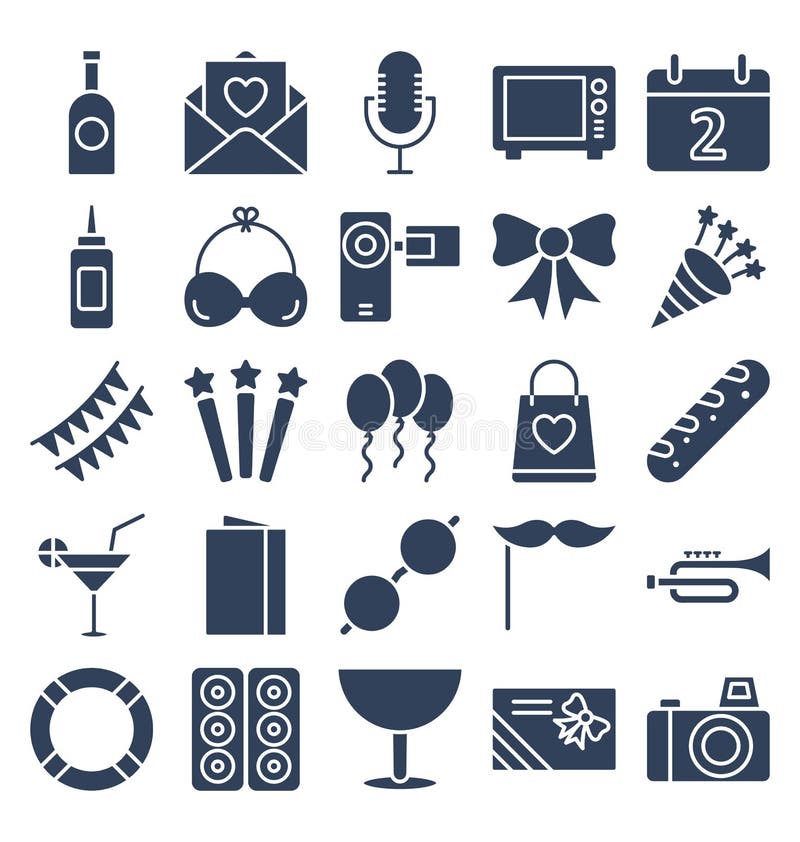 Event Celebration, Party Celebration Vector Icons Set in Trendy Colors ...