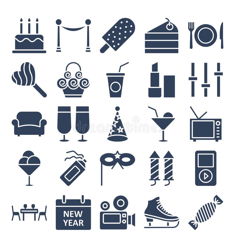 Event Celebration, Party Celebration Vector Icons Set in Trendy Colors ...