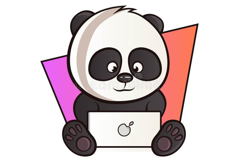 Panda with laptop stock vector. Illustration of mammal - 48564782